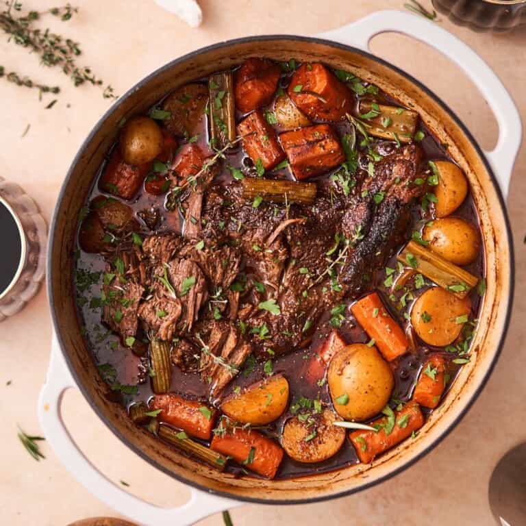 Red Wine Dutch Oven Pot Roast with Vegetables (Fall-Apart Tender!) - A ...