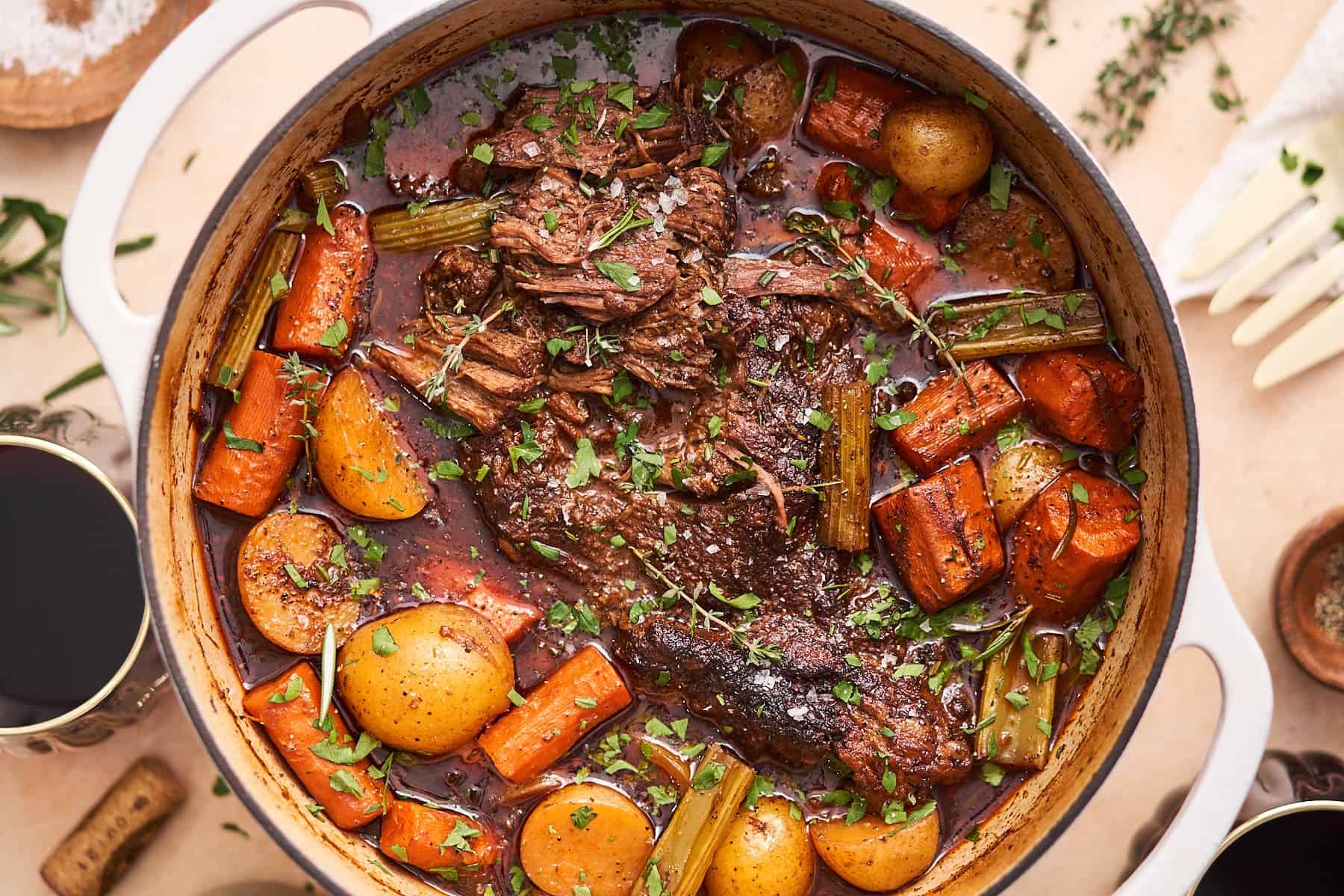 Red Wine Dutch Oven Pot Roast with Vegetables (Fall-Apart Tender!) - A ...