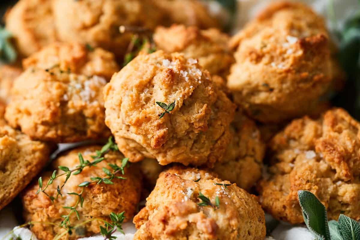 Brown Butter Drop Biscuits Recipe with Sage and Thyme - A Full Living